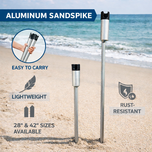 Lee Fisher Sports Aluminum Sand Spike Rod Holder – 28” & 42” Beach Fis