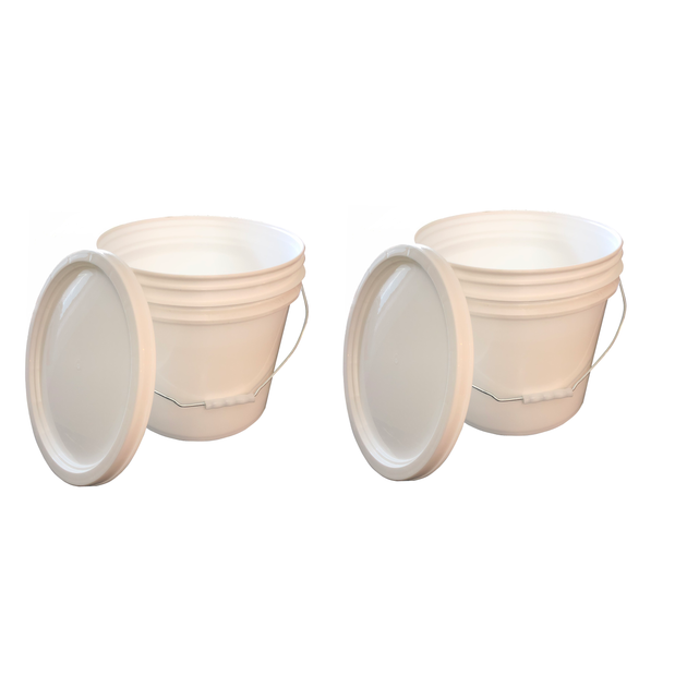 Bucket - 3.5 Gallon White Bucket Metal Handle with lid | Lee Fisher ...
