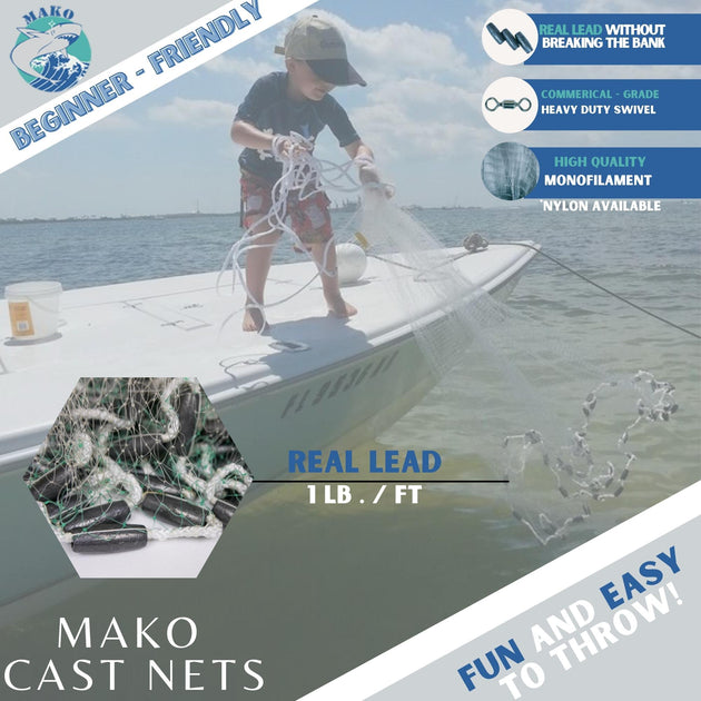 Mako Cast Net - 3/8" Sq. Bait Mesh – Lee Fisher Sports