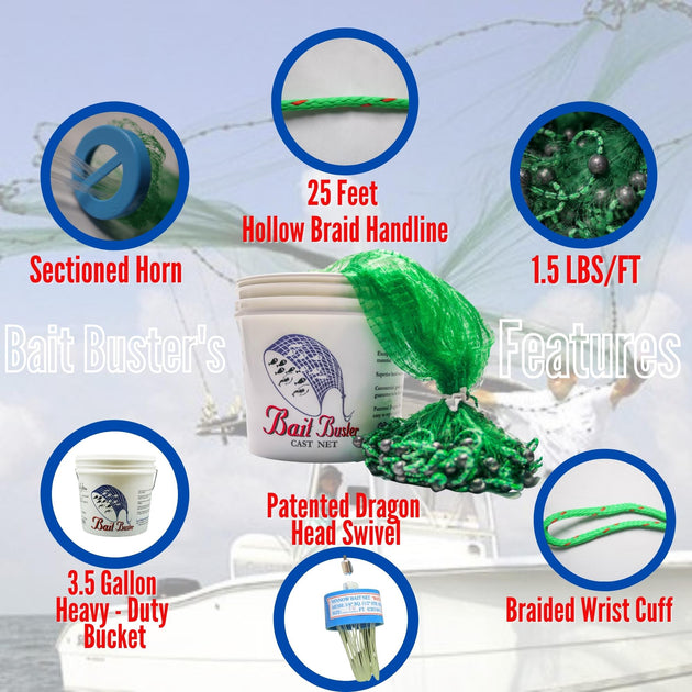 Bait Buster Cast Net - 1/2" Sq. Mesh | Lee Fisher Sports – Lee Fisher ...